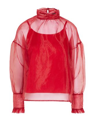 8 by YOOX ORGANZA PUFF-SLEEVE BLOUSE W/ CAMISOLE