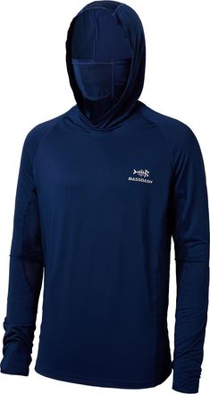 Bassdash UPF 50+ Herren T-Shirt Langarm Angelhemd mit Maske UV Schutz Neck Gaiter Hoodie mit Daumenloch