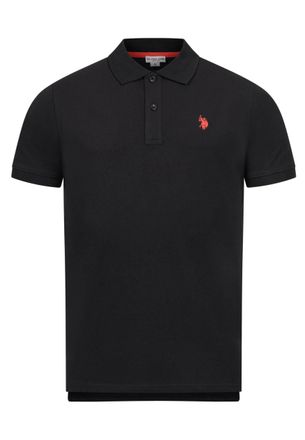 U.S.Polo Association Herren Poloshirt (S-3XL) Basic Kurzarm Pique Polohemd P001 - Schwarz-Rot Größe XL - Gr. XL