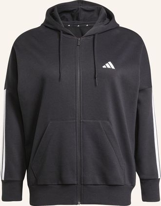 adidas Essentials 3-Streifen Full-Zip Fleece Kapuzenjacke (Grosse Gr&ouml;ssen) schwarz