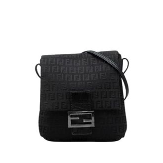 Fendi Pre-owned Sac bandouli&egrave;re en toile et cuir Zucchino - Femme - Pre-owned - Noir - Taille: ONE Size