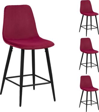 M&S Collection M&s - Lot de 4 chaises de bar 42x51,5x98 cm en velours bordeaux - poksi