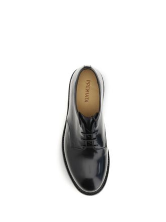 Premiata Mens Lace-Up Shoes Black Leather Upper: Calf Flat