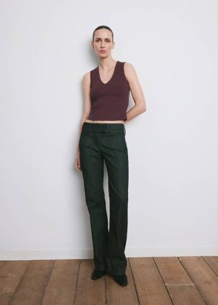 Mango Top ajust&eacute; d&eacute;collet&eacute; en V bordeaux - Femme - XXS - MANGO