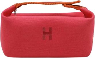 Herm&egrave;s Pre-owned Sacoche cosm&eacute;tique PM en toile noire - Femme - Pre-owned - Rose - Taille: ONE Size
