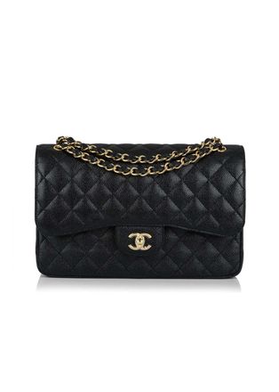Chanel Black Caviar Quilted Jumbo Double Flap