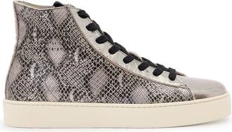 AllSaints Tana - High Top Metallic-Sneaker in Silber/Schwarz-Grau