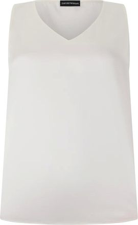 Emporio Armani Femme, Tops, Blanc, Taille: 38 FR Top col en V en satin