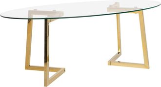 Beliani Moderner Couchtisch Glas transparent Edelstahl Oval Beistelltisch Gold Fresno