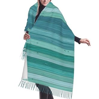 Generic R&eacute;tro Cyan Grain De Bois B Femme &Eacute;charpe Longue Foulard &Eacute;pais Etole Pour Cadeau Automne Soir&eacute;e Mariage
