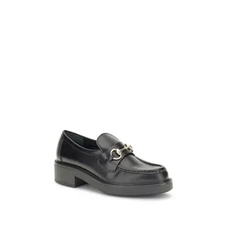 Gucci Womens Black Calf Leather Bos Taurus Slip-On Loafers