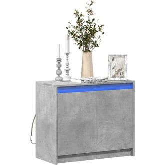 vidaXL Buffet avec led gris b&eacute;ton 72x34x61 cm bois ding&eacute;nierie Vidaxl