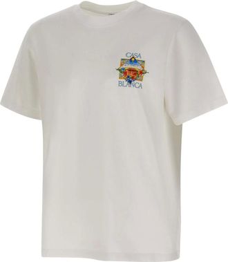 Casablanca Homme, Tops, Blanc, Taille: XL Flower Court Icon Short Sleeve T-Shirt