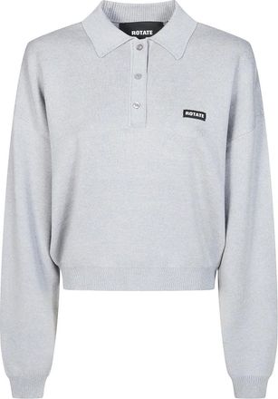 Rotate Rotate Birger Christensen, Femme, Tops, Gris, Taille: 38 FR Polo en maille slim
