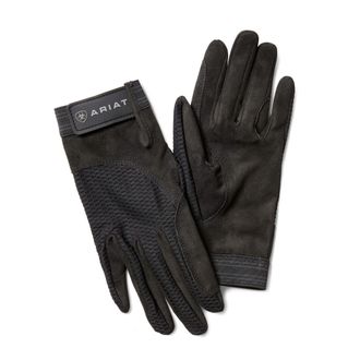 Ariat Air Grip Gloves in Black Cotton Twill, Size 8.5, by Ariat
