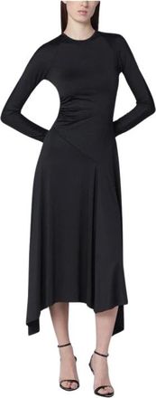 Victoria Beckham Robe Manches Longues &agrave; Ourlet Asym&eacute;trique - Femme - Robes - Noir - Taille: 36 FR