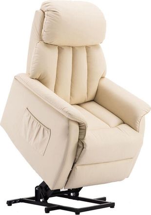 MCombo M Mcombo Elektrisch Aufstehhilfe Fernsehsessel Relaxsessel elektrisch verstellbar, Kunstleder, Creme 7299