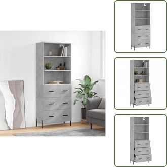 vidaXL Highboard Betongrau 69,5x34x180 cm Holzwerkstoff - Sideboard - Hochschrank - Wohnzimmerm&ouml;bel - Beton Grau - Regal