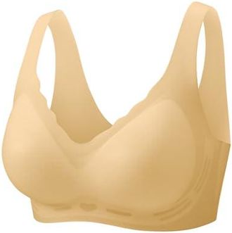 Generic Soutien-gorge sans couture &agrave; col en V pour femme, soutien-gorge confortable sans fil, invisible et extensible | Couverture compl&egrave;te, respirant, coussi