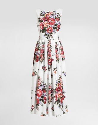 Dolce & Gabbana Flower Bouquet-print Cotton Dress - Frau Kleider Mehrfarbig 46