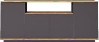 Vente-Unique Buffet avec 4 Portes et 1 étagère - Anthracite et Naturel - LOTULA