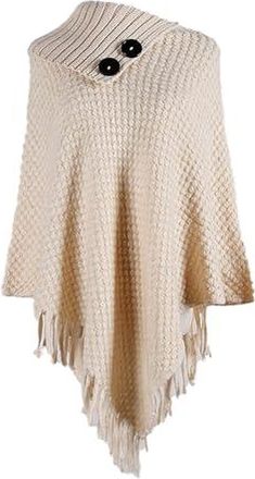 Generic Femme Poncho Ch&acirc;le Ouvert Cape &Eacute;l&eacute;gant Ch&acirc;le Femme &Eacute;paissie Poncho Cape R&eacute;versible Echarpe Ponchos Hiver Automne Cape Poncho Femme Tricot Gilet Imprim