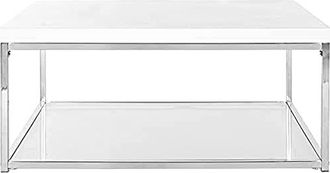 Safavieh Glam Wooden Accent Table, in White and Chrome, 90 X 90 X 39.87