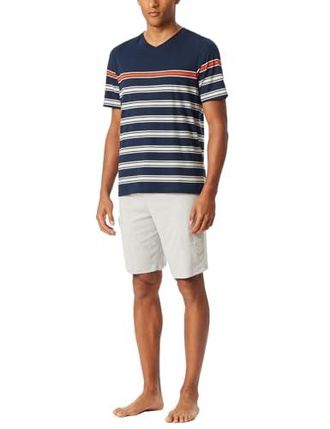 Schiesser Herren Schlafanzug Kurz V-Ausschnitt-Casual Essentials Ensemble de Pijama, Bleu Nuit 182604, 56 cm Hommes