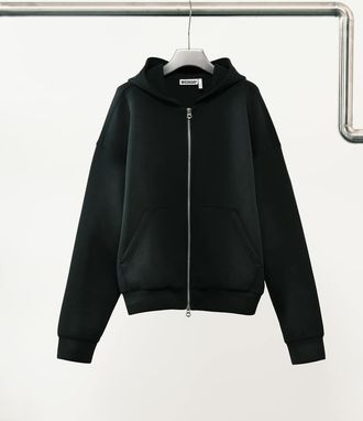 Weekday Kapuzenjacke aus Material in Neoprenoptik in verwaschenem Schwarz mit Rei&szlig;verschluss, Kombiteil