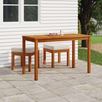 vidaXL Ensemble &agrave; d&icirc;ner de jardin 3 pcs avec coussins Acacia solide