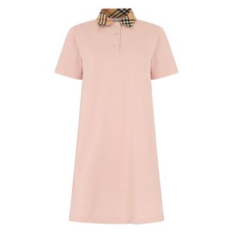 Burberry Femme, Robes, Rose, Taille: 38 FR Check Collar Cotton Polo Dress