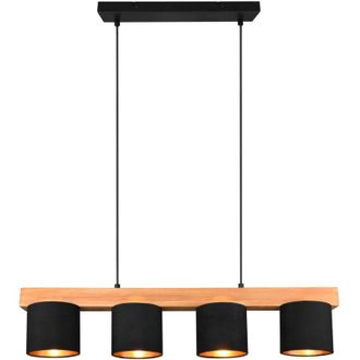 Reality Suspension, Suspension design 4 abats-jours Cameron Noir en Wood, trio