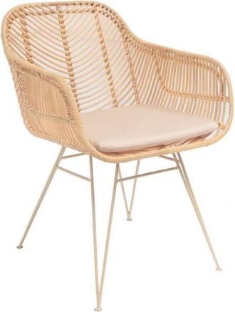 DRAWER Drawer - Fauteuil de table en rotin pieds beiges - Naturel - nunuhai