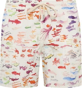 Vilebrequin Glatte Badeshorts mit Fischmotiven in