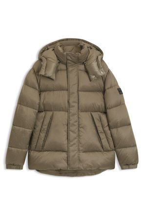 BOSS Herren H-Corbinian5 Wasserabweisende Jacke mit Jacquard-Monogrammen Hellbraun 52