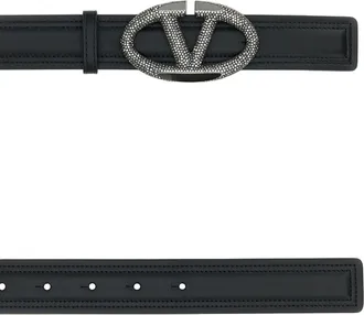 Valentino Garavani Neroblackdiamond Calfleatherbostaurus Cinture Belt