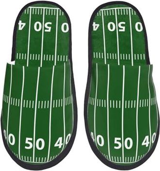 Generic Terrain De Football Américain1 Imprimer Pantoufles En Peluche Maison Pantoufle Doux Chaussons Pour Femme Chambre Extérieur M