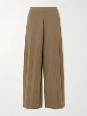 Max Mara Pantalon Large En Jersey Lama - Marron
