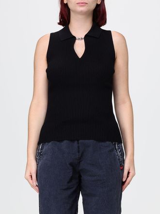 Diesel Schulterfreies Slim-Fit-Top von aus gerippter Seide und Baumwolle