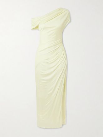 Galvan Schulterfreies Maxikleid Aus Stretch-jersey Mit Raffungen - Gelb