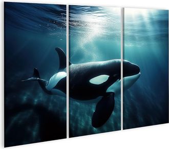 Islandburner Bild auf Leinwand Schwimmender Orca Unterwasser Bilder Wandbilder Poster