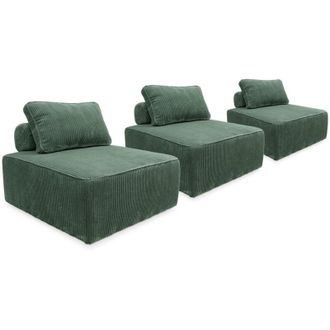 Sweeek Sweeek - Lot de 3 chauffeuses pour canap&eacute; modulables velours c&ocirc;tel&eacute; Velours c&ocirc;tel&eacute; Vert