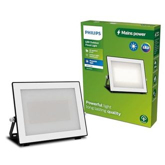 Philips Lois Flutlichtstrahler für den Außenbereich ohne Sensor, 50 Watt, 3000K weißes Licht, Schwarz, Tageslicht