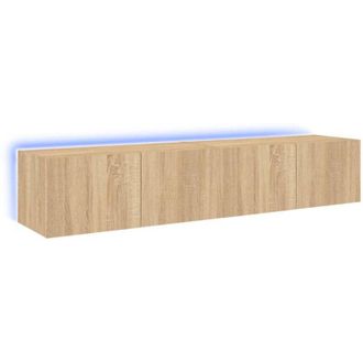 vidaXL Vidaxl - Meubles tv muraux lumi&egrave;res led 2 pcs ch&ecirc;ne sonoma 80x35x31 cm