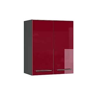 Vicco el&eacute;ment Haut de Cuisine Fame-Line, Rouge Bordeaux Haute Brillance/Anthracite, 60 cm