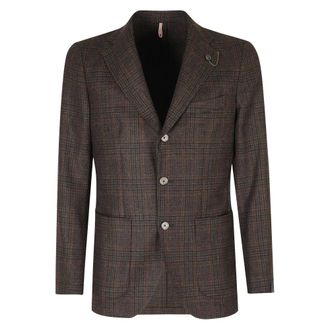 Santaniello Einknopf-Sakko mit Karomuster - - Jackets - Herren - Braun - M