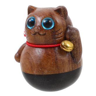 Valiclud Gr&uuml;ne Sandelholz Gl&uuml;ckskatze Figur Mini Holz Katze Skulptur Nat&uuml;rliche Katzen Deko f&uuml;r Schreibtisch Wohnzimmer und Auto Handgeschnitzte K&auml;tzchen Statu