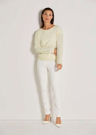 Madeleine Strickpullover Eleganter Wollpullover mit Zopfmuster Rippstrickpullover mit Rundhals und langen &Auml;rmeln