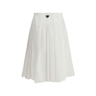 Prada Womens White Cotton Long Skirt