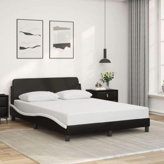 vidaXL Cadre de lit et t&ecirc;te de lit noir et blanc 140x200 cm similicuir